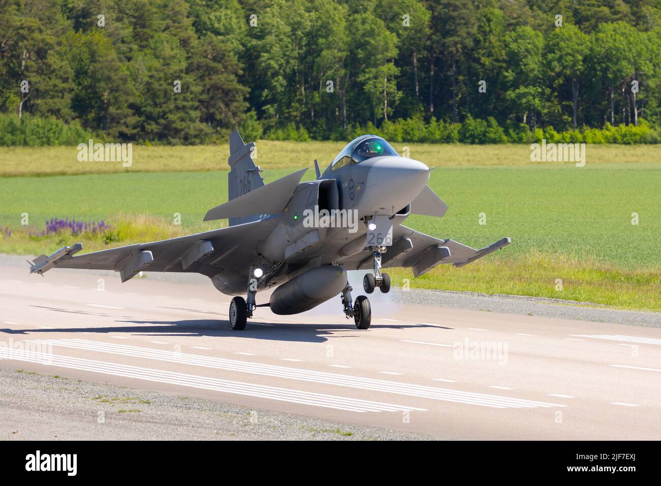 Saab JAS 39 Gripen operating from a dispersed runway Stock Photo - Alamy