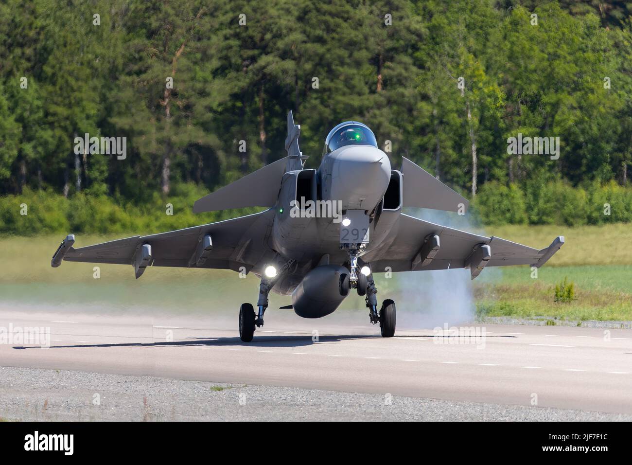 Saab JAS 39 Gripen operating from a dispersed runway Stock Photo - Alamy