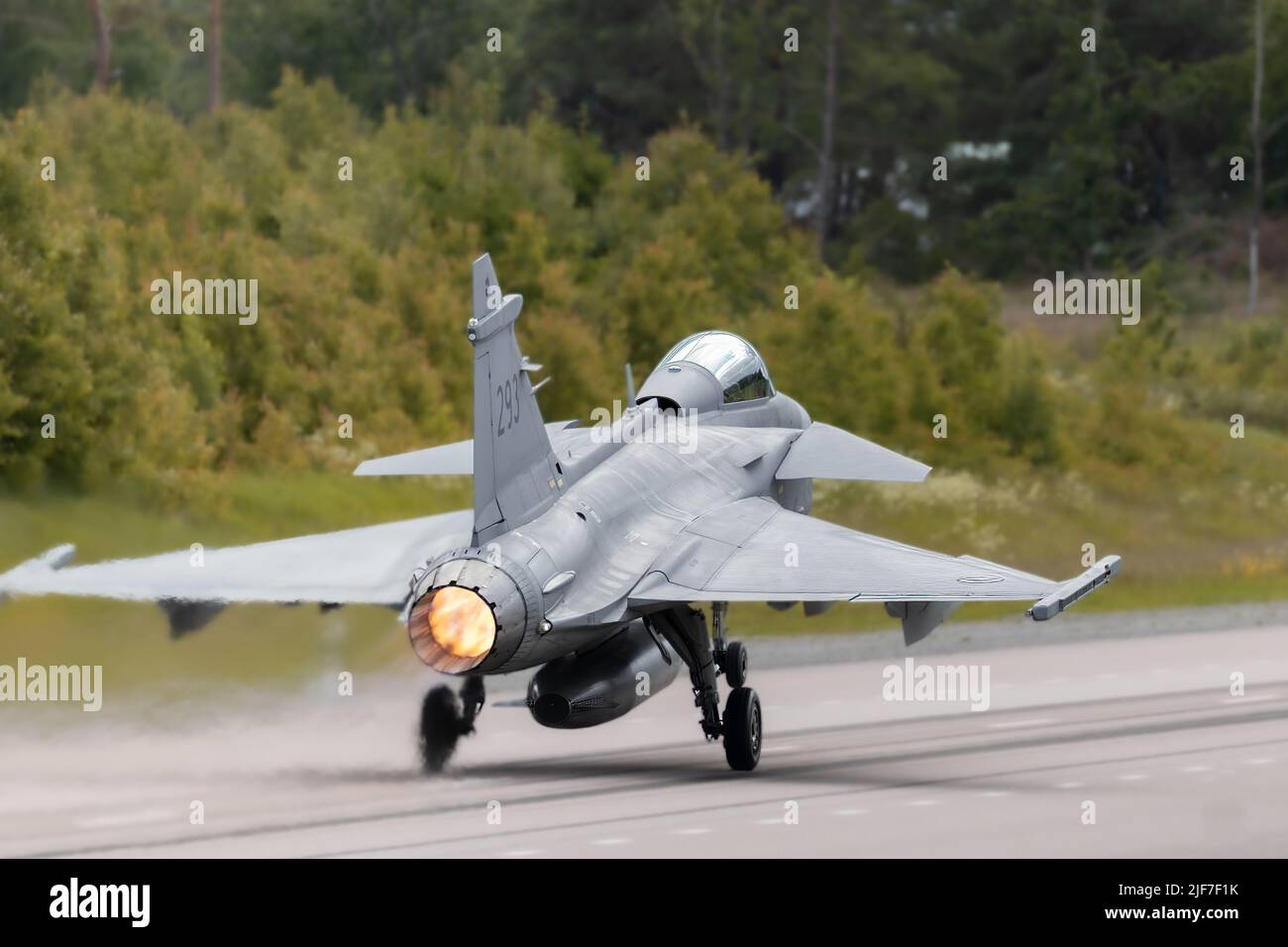 Saab JAS 39 Gripen operating from a dispersed runway Stock Photo - Alamy