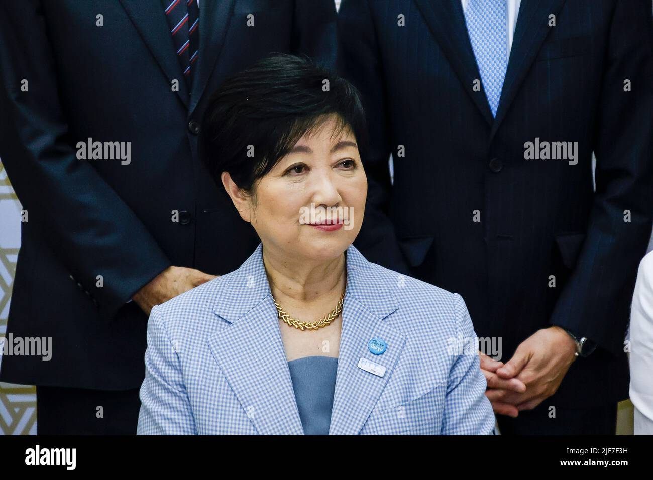 Tokyo, Japan. 30th June, 2022. Tokyo Governor Yuriko Koike poses for ...