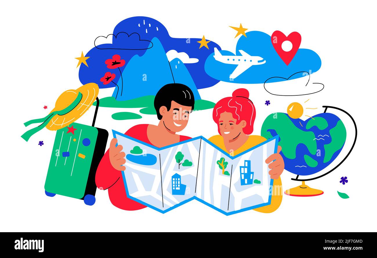 Joint summer vacation - modern colorful flat design style illustration ...