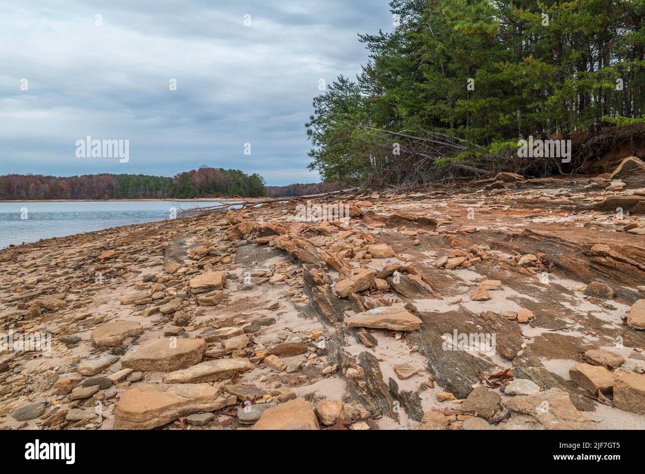 Low water levels during a drought on Lake Lanier in Georgia exposing ...