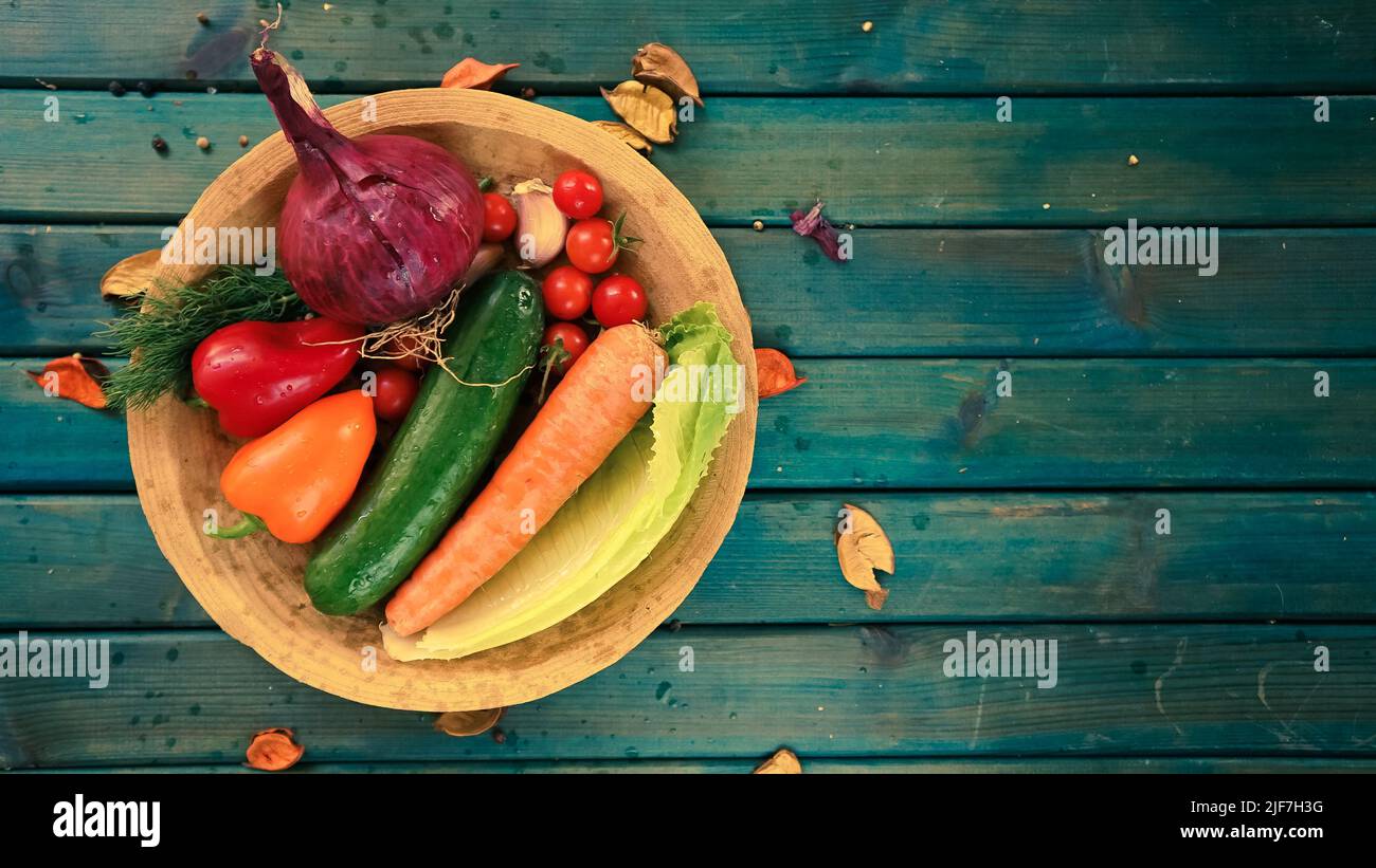 vegetables with fresh organic fruits and vegetable food. healthy diet ...