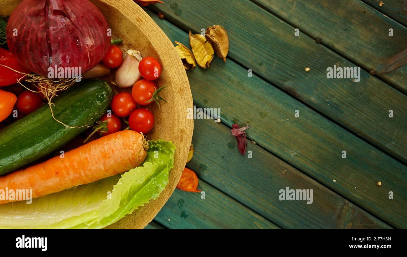 vegetables with fresh organic fruits and vegetable food. healthy diet ...
