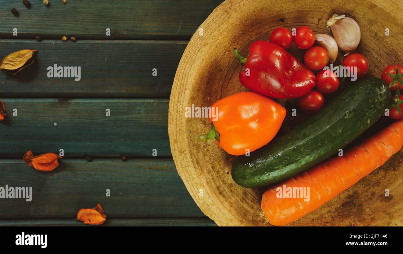 vegetables with fresh organic fruits and vegetable food. healthy diet ...