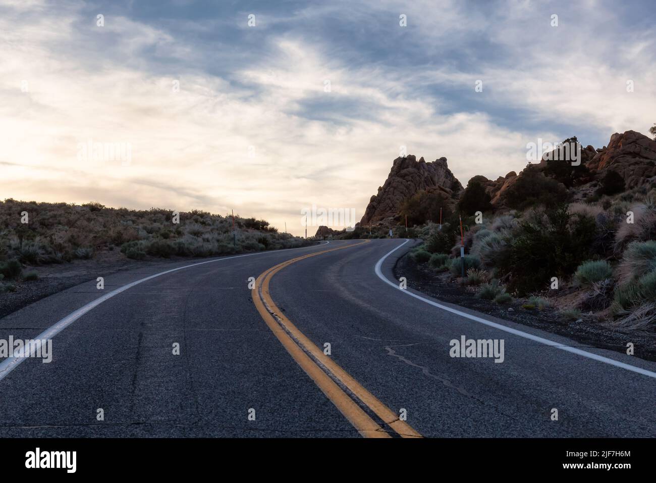 Scenic highway in the mountain landscape. Sunset Sky Stock Photo - Alamy