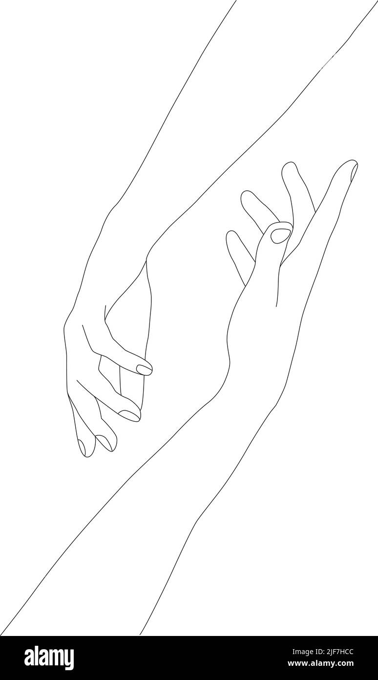 Holding hands. Palms in one line. Hands on a white isolated background ...