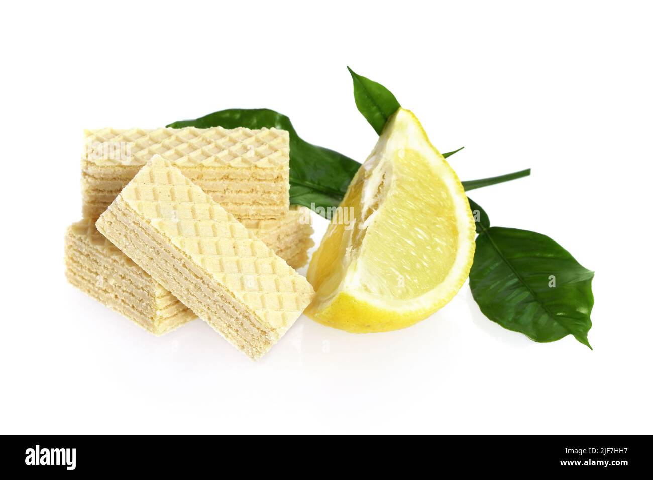 Austrian candy specialty: Wafer biscuit with lemon flavor on white ...