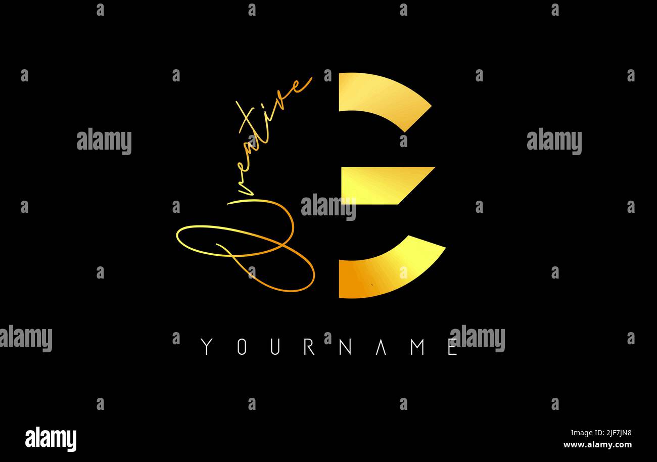 Creative golden G logo with cuts and handwritten text concept design ...