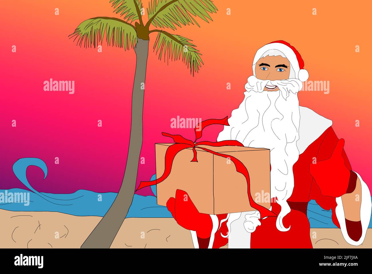 Christmas tree with palm trees on the beach hi-res stock photography ...