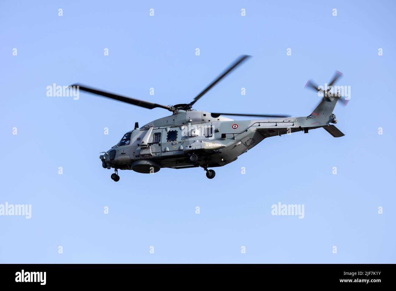 French Navy NHI NH-90 NFH (Reg.: 6) helicopter performing some ...