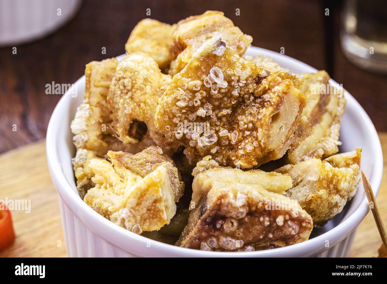 Brazilian pork snack, crispy crackling typical of Minas Gerais Stock ...