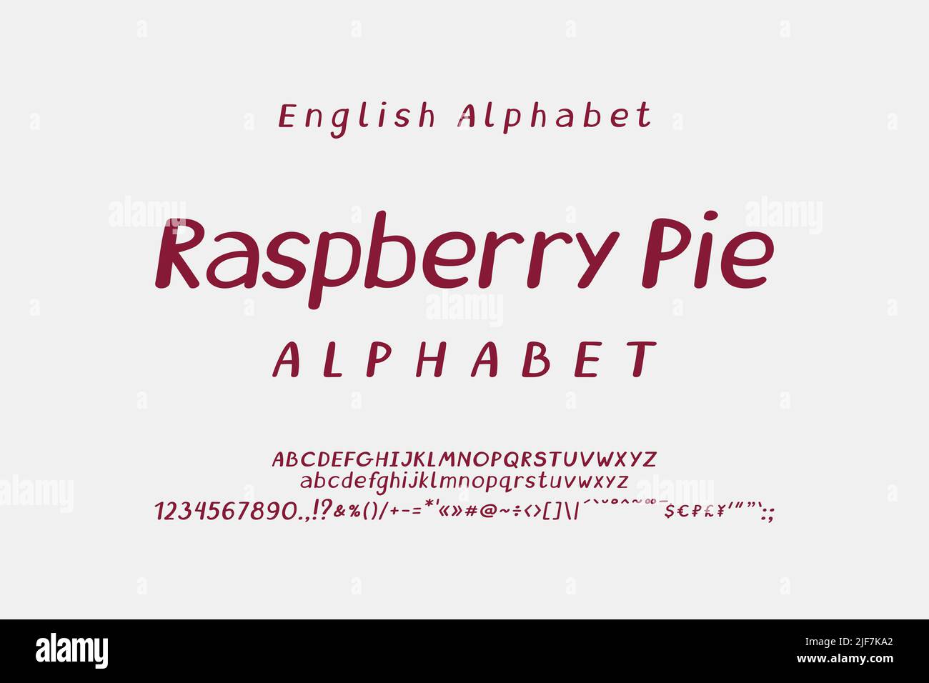 Cute hand drawn alphabet Raspberry Pie. Big vector set uppercase and ...