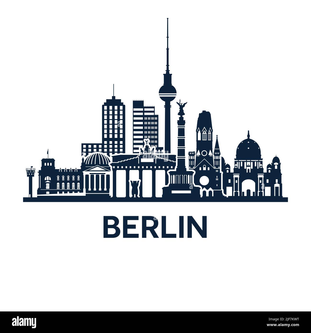 Abstract skyline of city Berlin, extended version, vector illustration ...