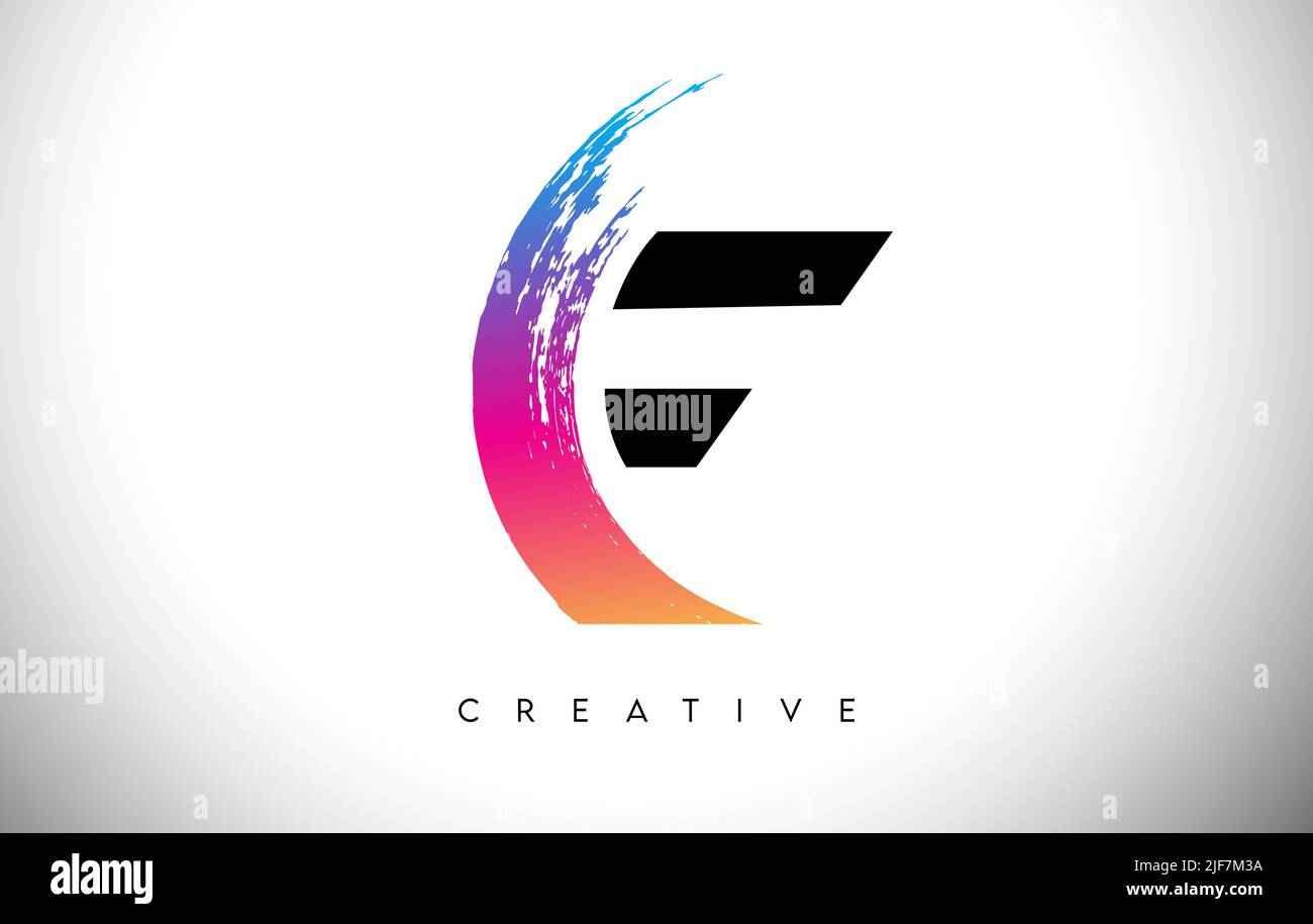 F Brush Stroke Artistic Letter Logo Design with Creative Modern Look ...