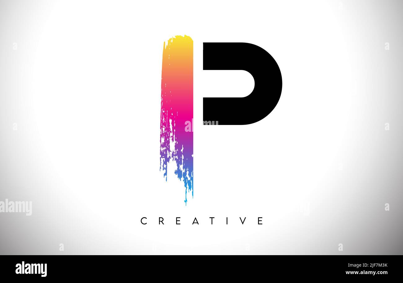 P Brush Stroke Artistic Letter Logo Design with Creative Modern Look ...