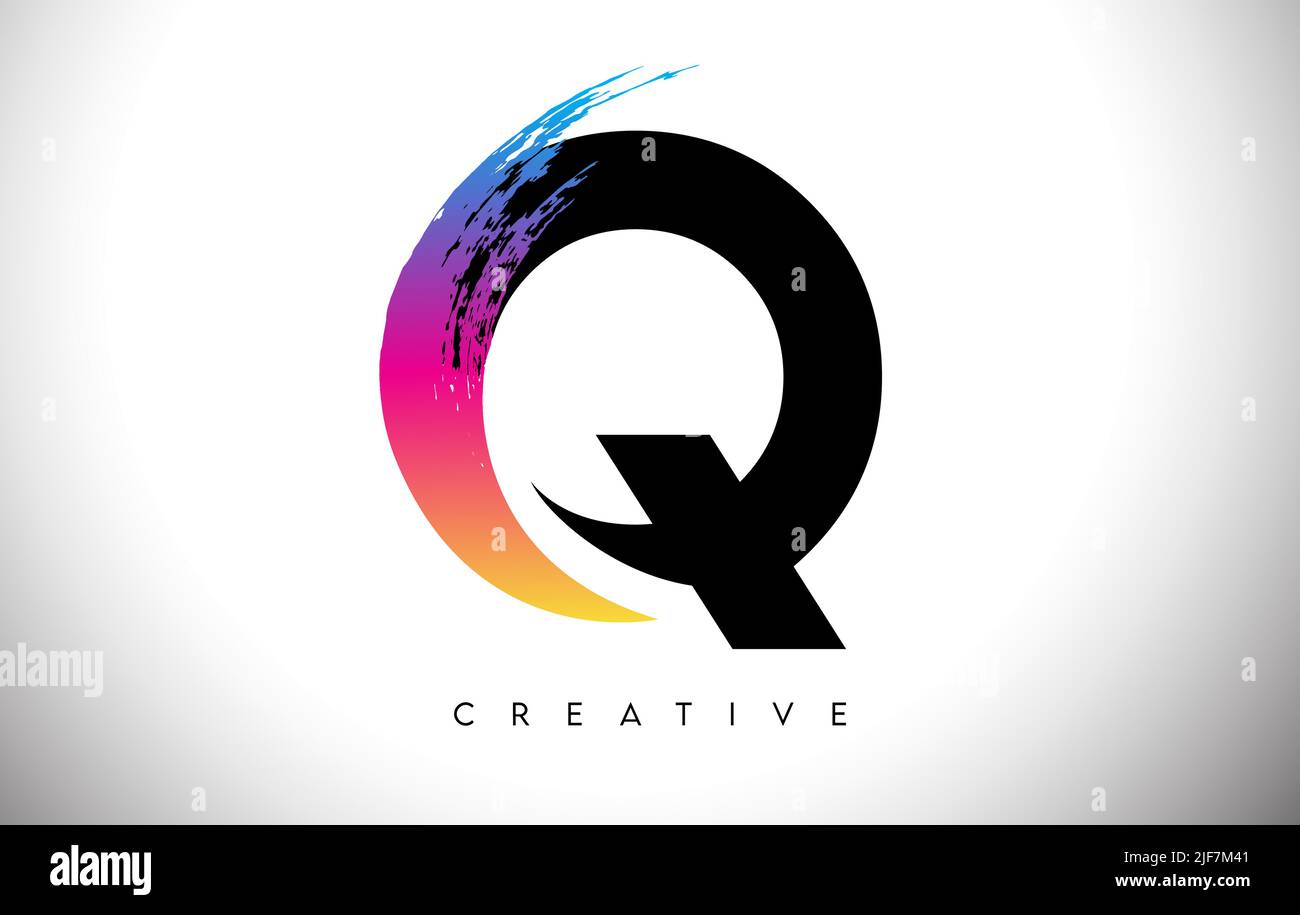 Q Brush Stroke Artistic Letter Logo Design with Creative Modern Look ...
