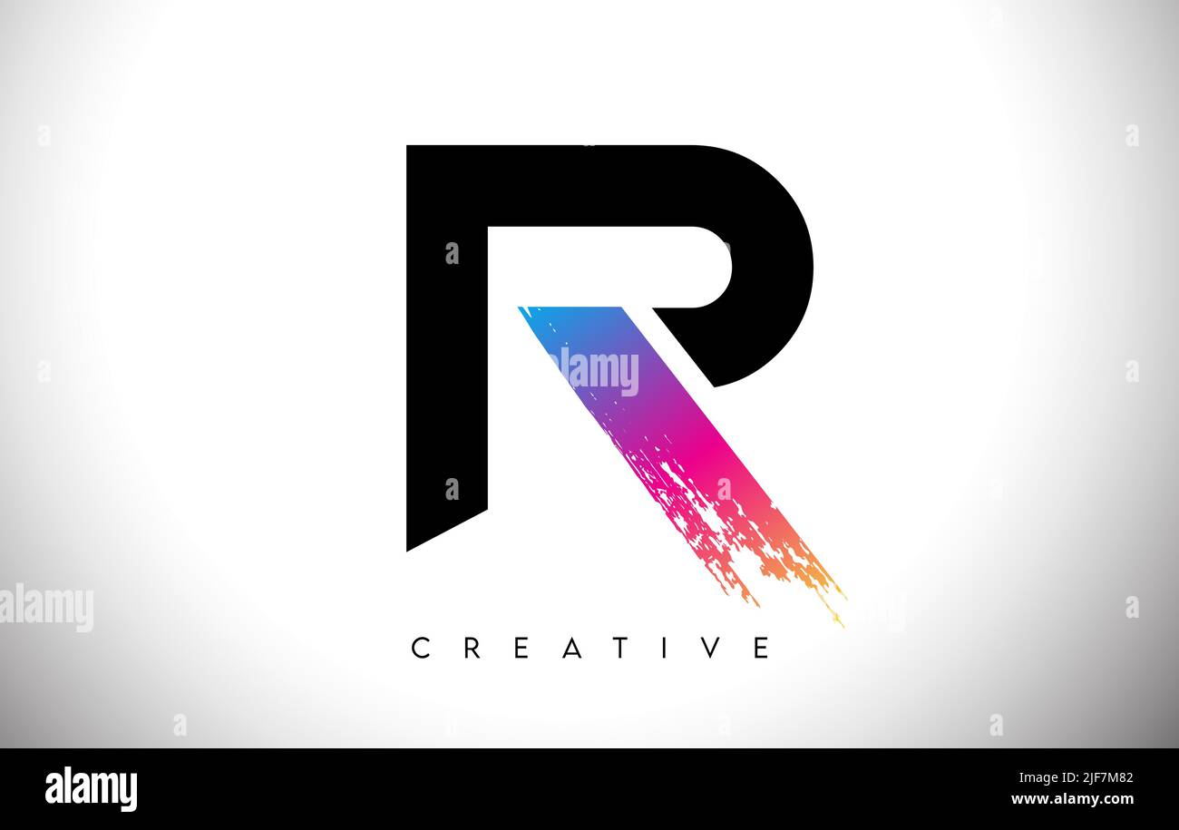 R Brush Stroke Artistic Letter Logo Design with Creative Modern Look ...