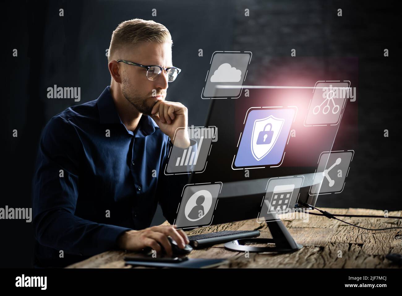 Computer Cyber Security. Digital Information Lock Icon Stock Photo - Alamy