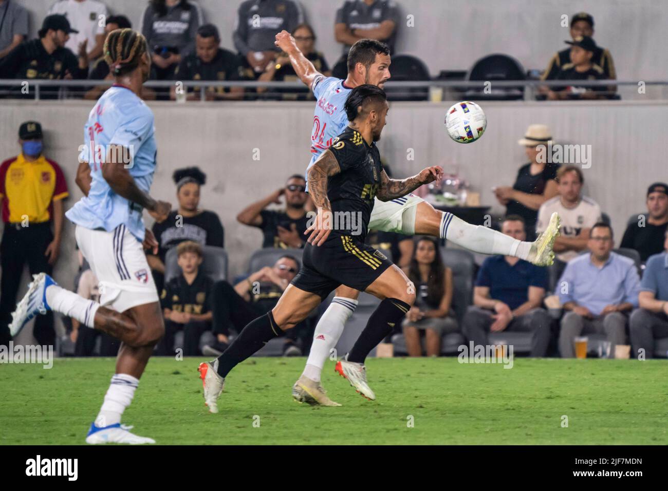 FC Dallas defender Matt Hedges (24) and LAFC forward Cristian Arango (9 ...