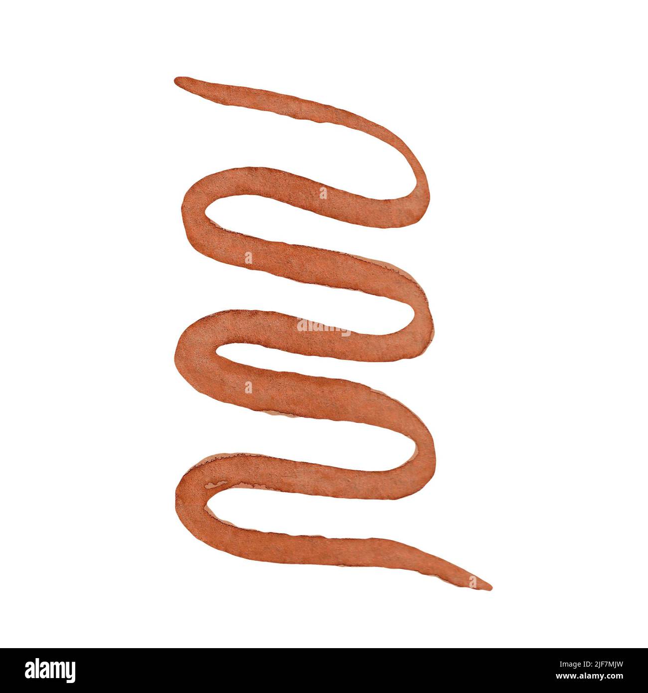 Brown color of watercolor brush stroke for design isolated on white ...