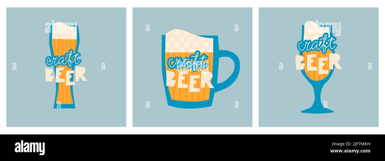 Set of hand drawing vector illustrations of various beer glass and mugs ...
