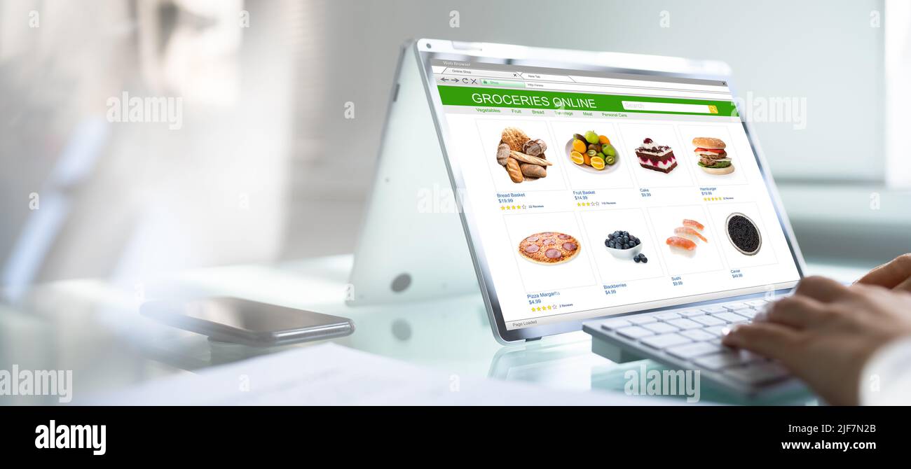 Food Purchase And Delivery. Online Retail Store Order Stock Photo - Alamy