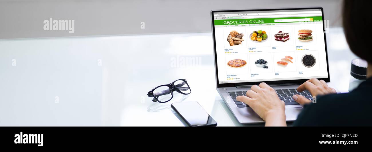 Food Purchase And Delivery. Online Retail Store Order Stock Photo - Alamy