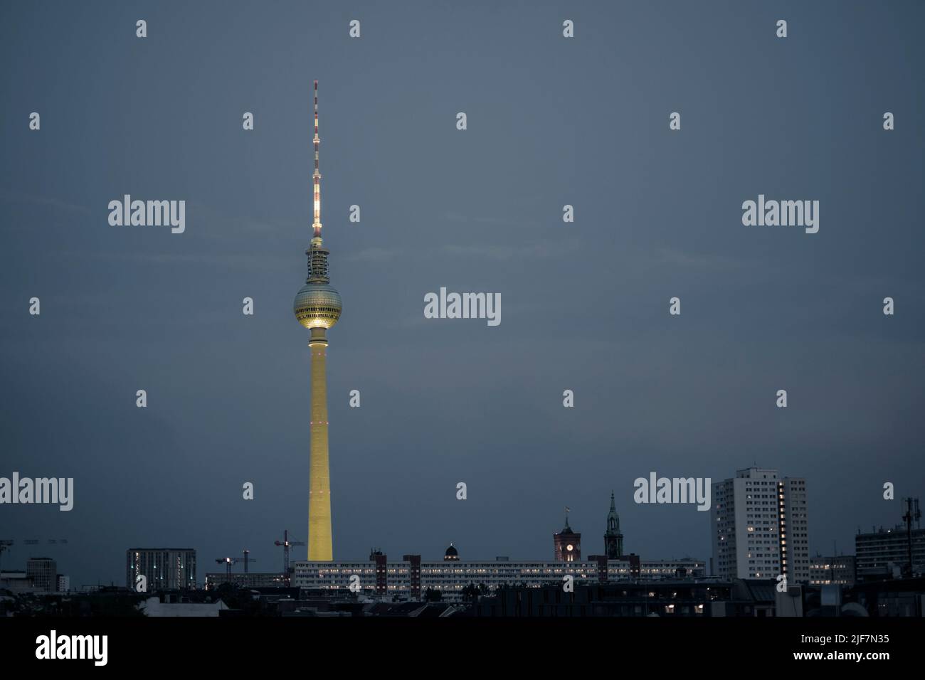 Berlin, Germany, June 2022: Berlin skyline during evening with ...