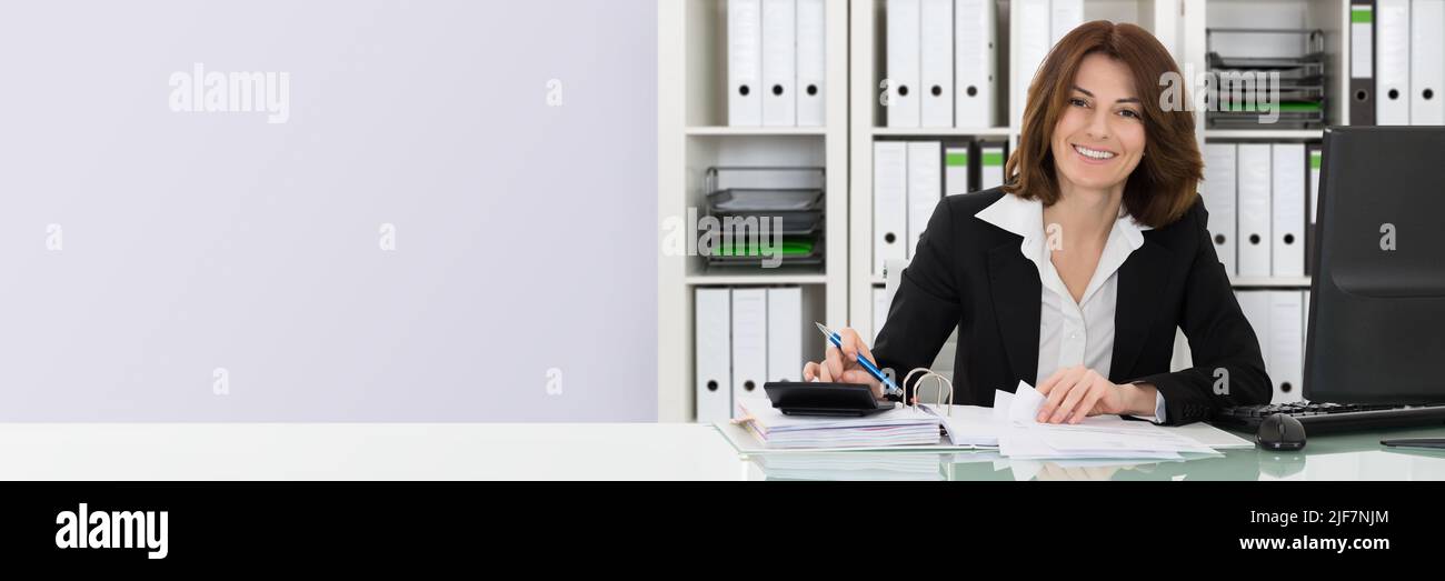 Portrait happy female accountant hi-res stock photography and images ...
