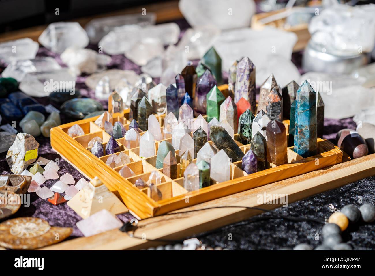 Lots of simple small multi colored decorative crystals on sale, group ...