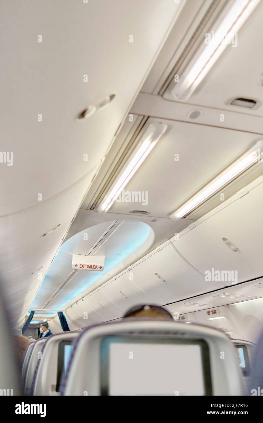 Crop image of airplane screen device for entertainment to serve ...