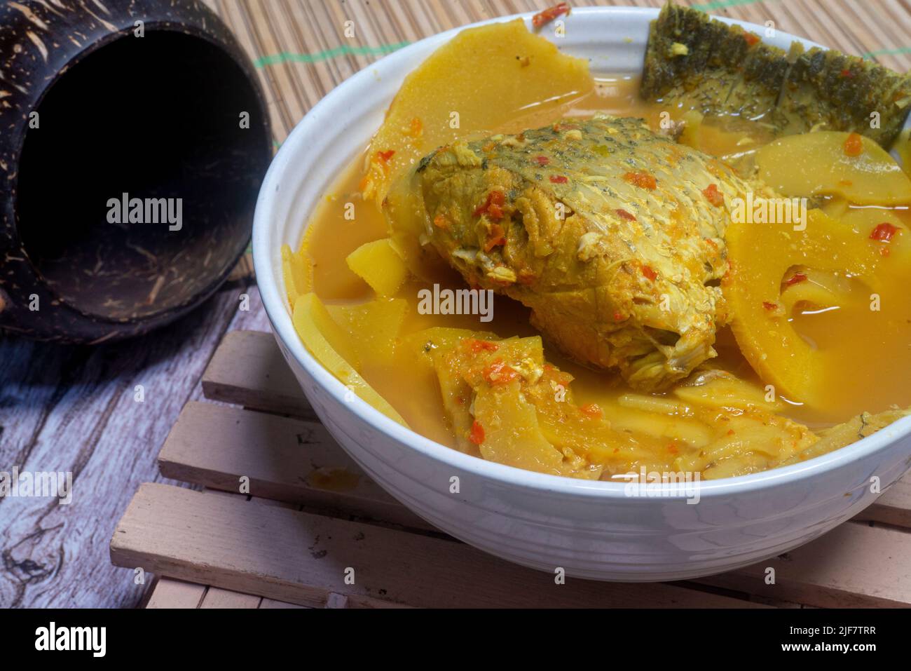 Southern Thai Gaeng Som - Sour white snapper fish soup with bamboo ...