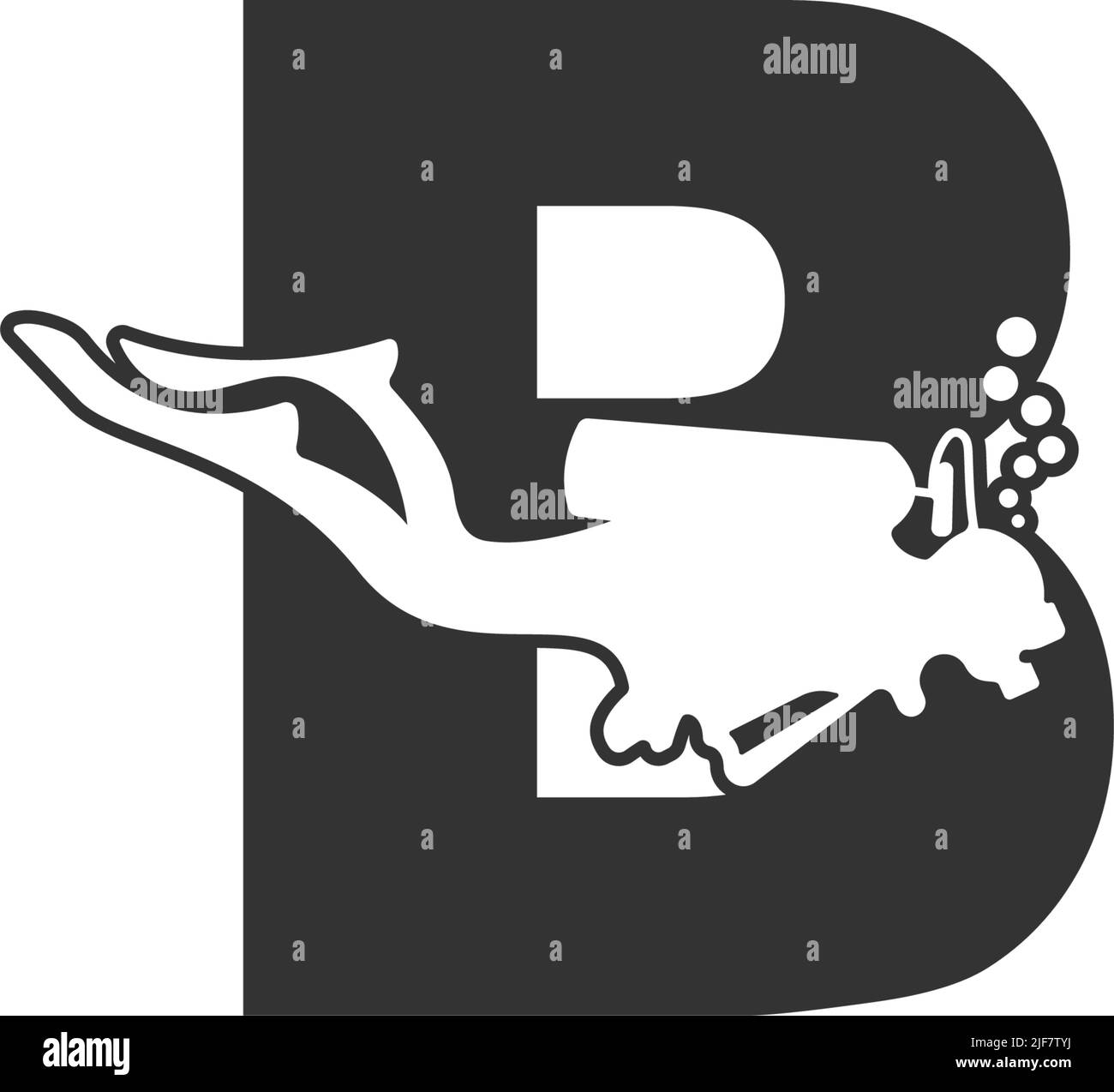 Letter B and someone scuba, diving icon illustration template Stock ...