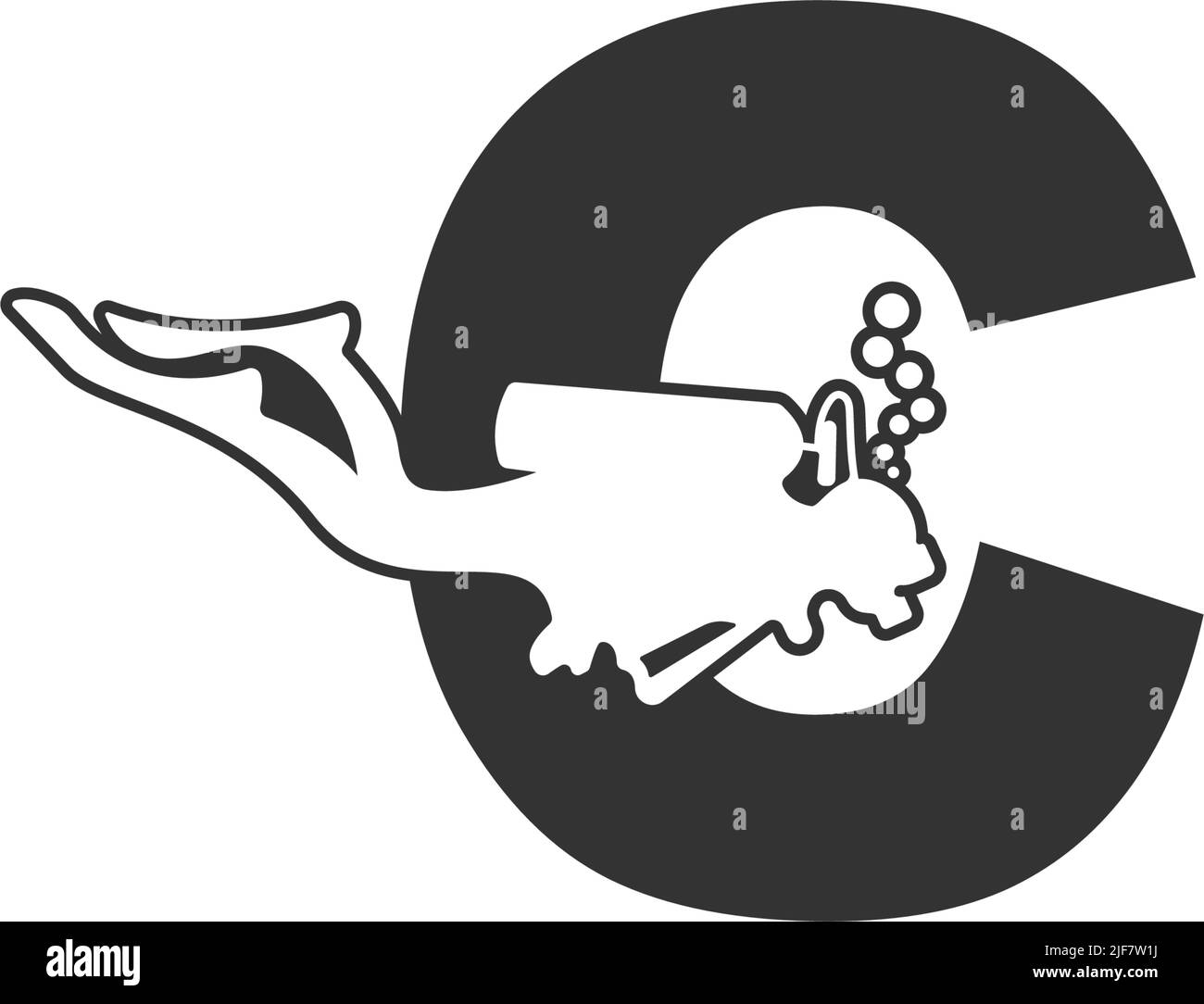 Letter C and someone scuba, diving icon illustration template Stock ...