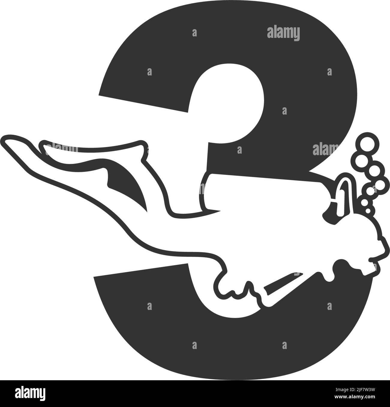 Number 3 and someone scuba, diving icon illustration template Stock ...