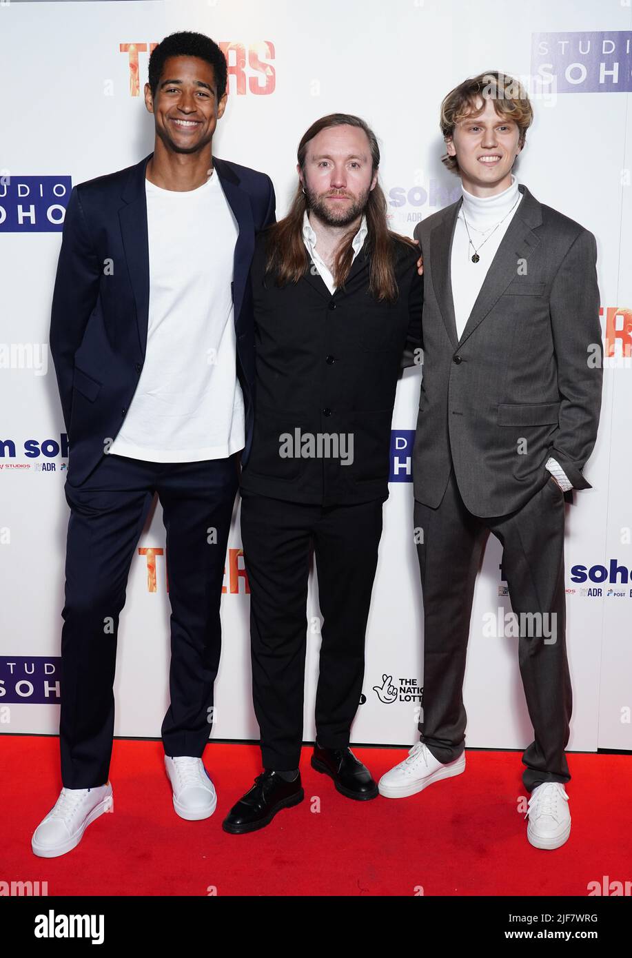 Alfred Enoch, Martin Bengtsson and Erik Enge seen arriving at the UK ...