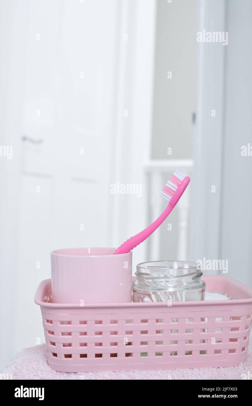 pink teeth brush for everyday cleaning ,morning routine,bathroom ...