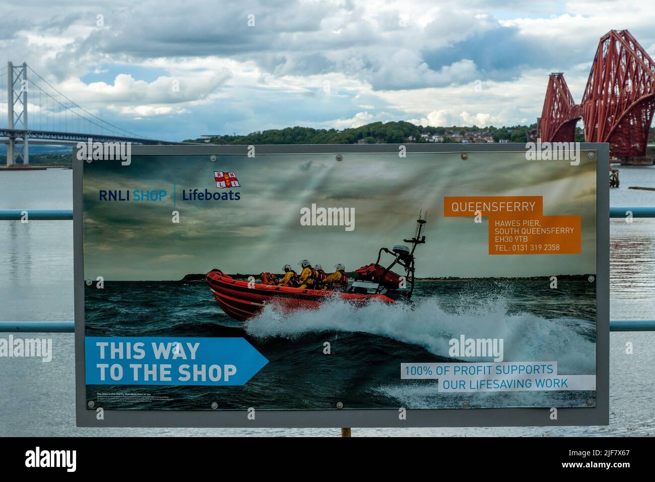 RNLI Sign about the lifeboats and the direction to the shop, South ...