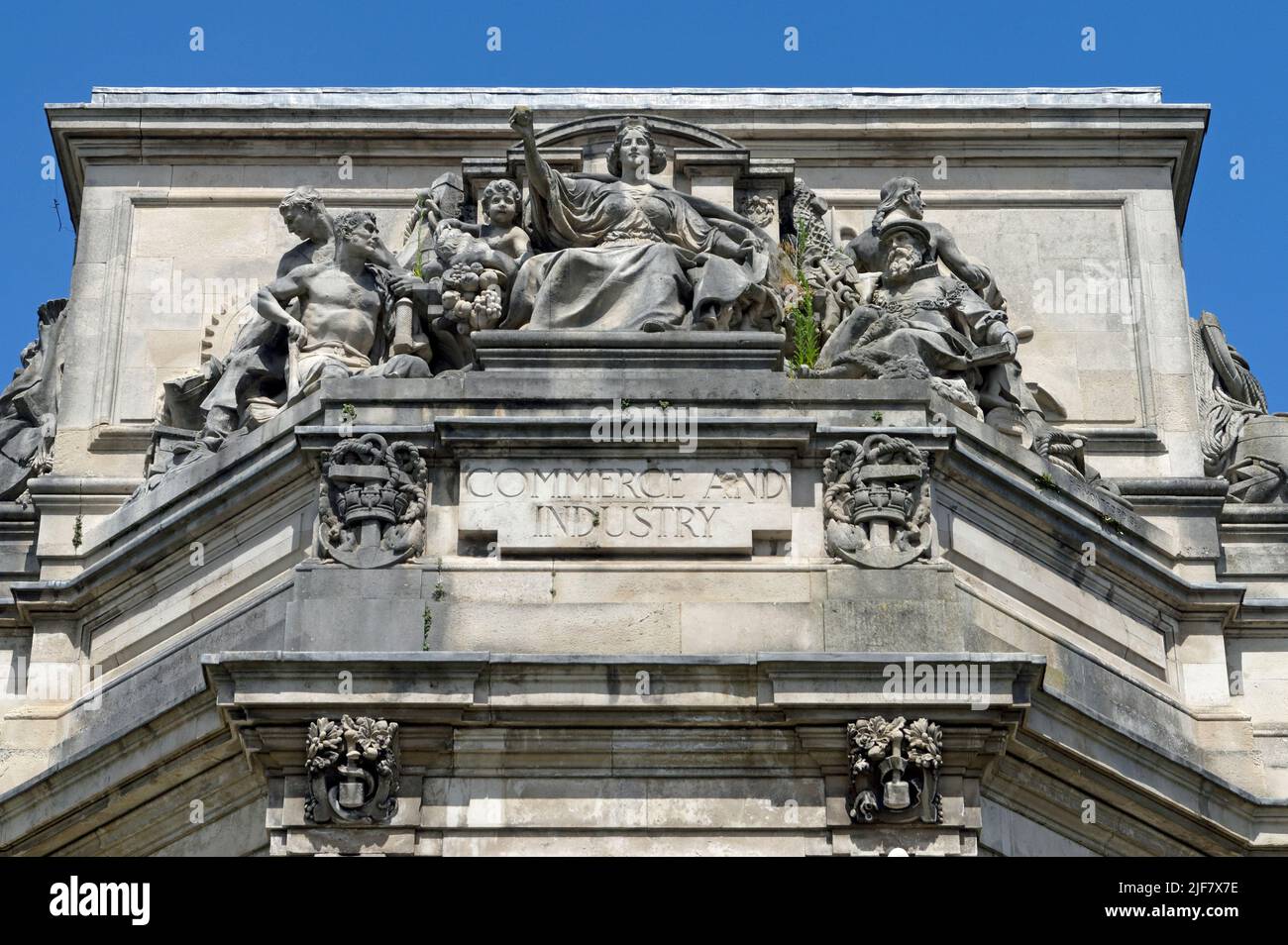 Commerce and Industry, detail from roof of Cardiff Crown Court June ...