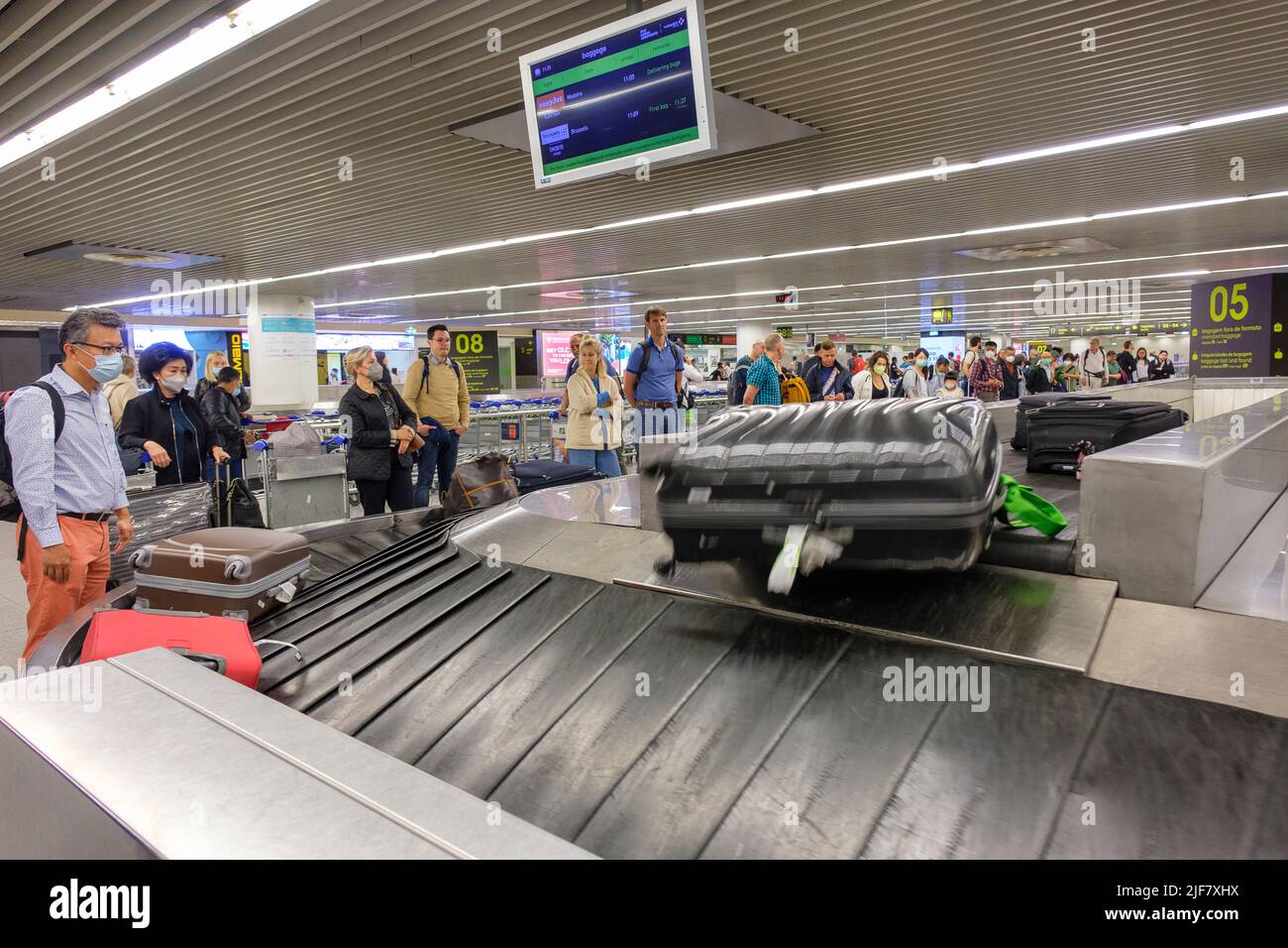 Baggage hall and retrieval of the luggages wich are coming out on the ...