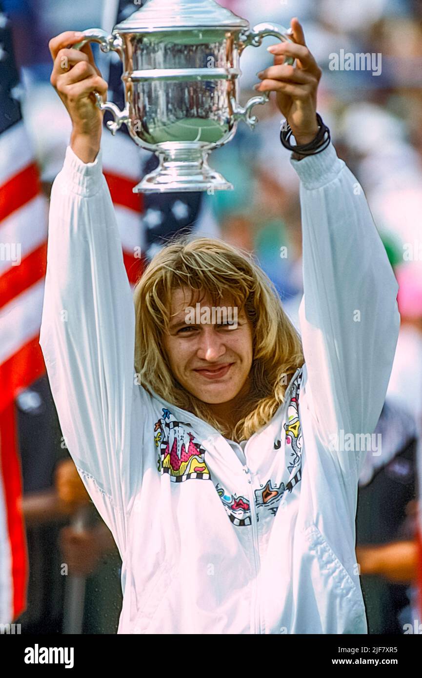 Steffi Graf (GER) competing at the 1989 US Open Tennis Stock Photo - Alamy