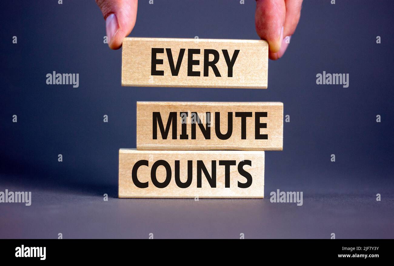 Every minute counts symbol. Concept words Every minute counts on wooden ...