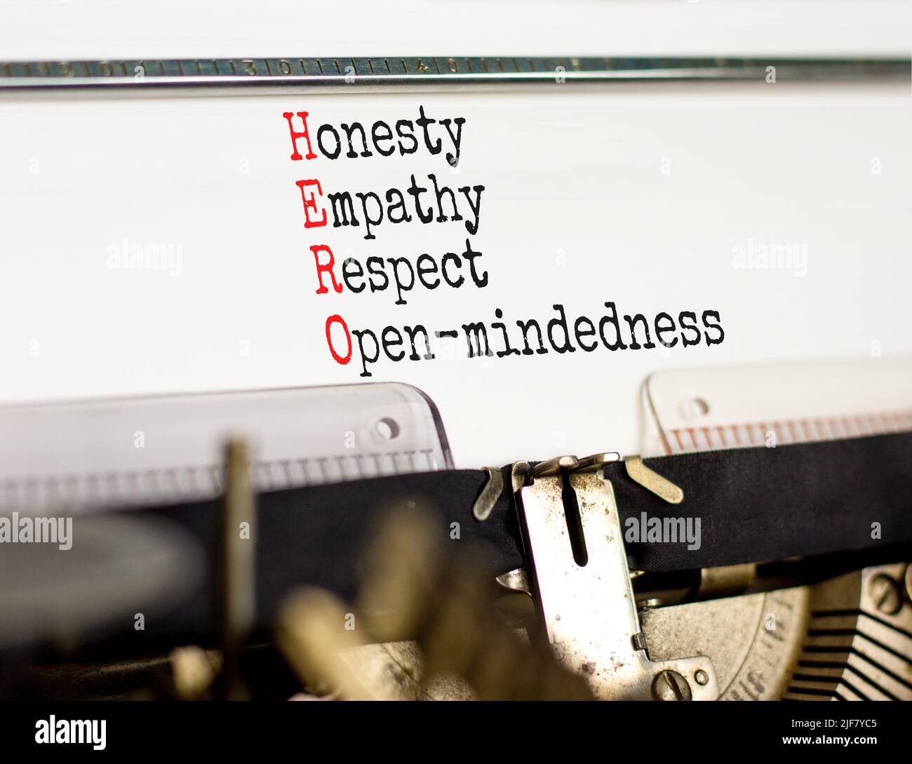 HERO honesty empathy respect open-mindedness symbol. Concept words HERO ...