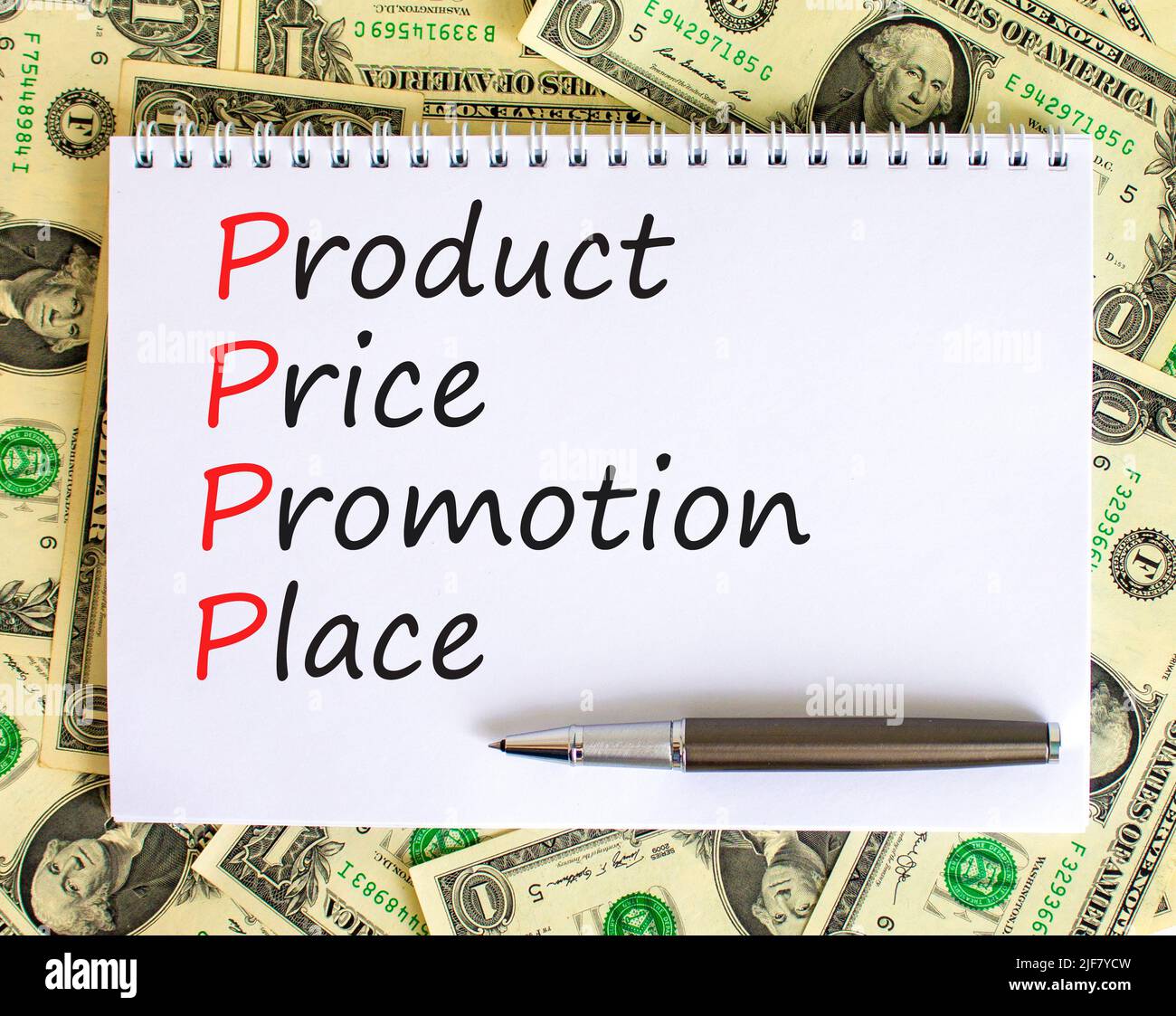 PPPP product price promotion place symbol. Concept words PPPP product ...