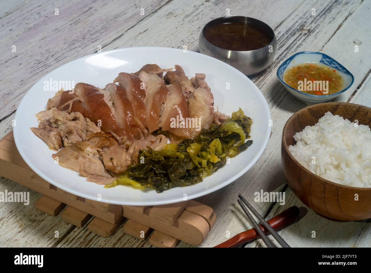Stewed pork leg with pickled mustard. Boiled pork knuckle with chinese ...