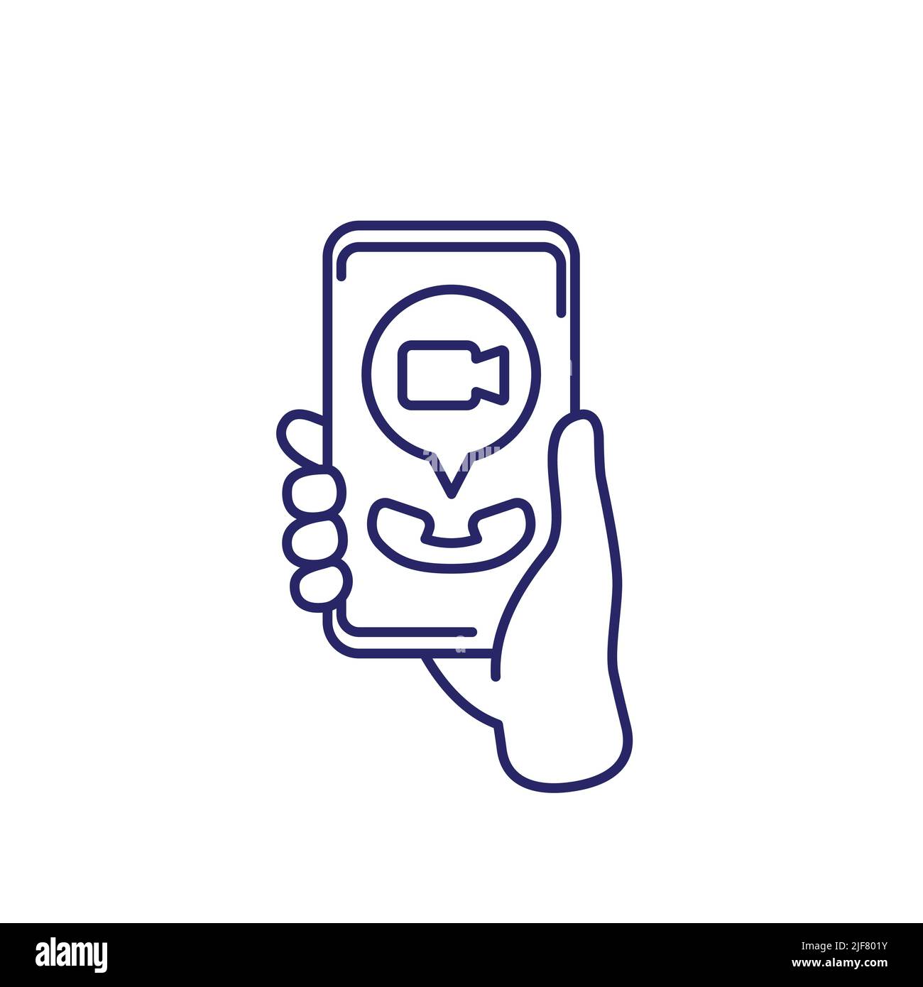incoming video call line icon, phone in hand Stock Vector Image & Art ...