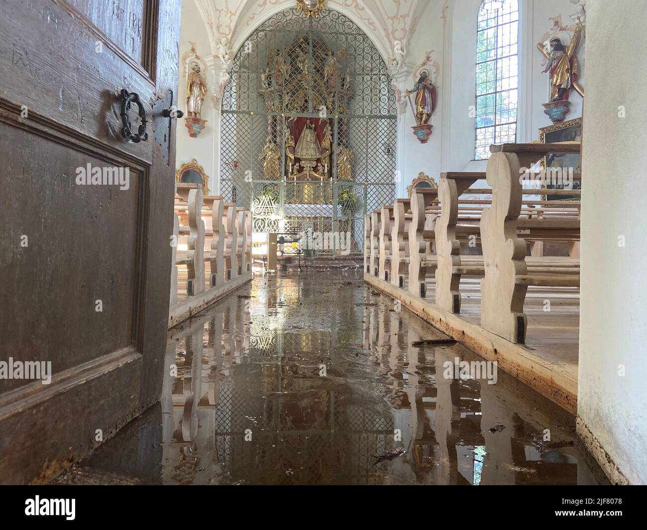 Oberstdorf, Germany. 30th June, 2022. Water stands in the Loretto ...