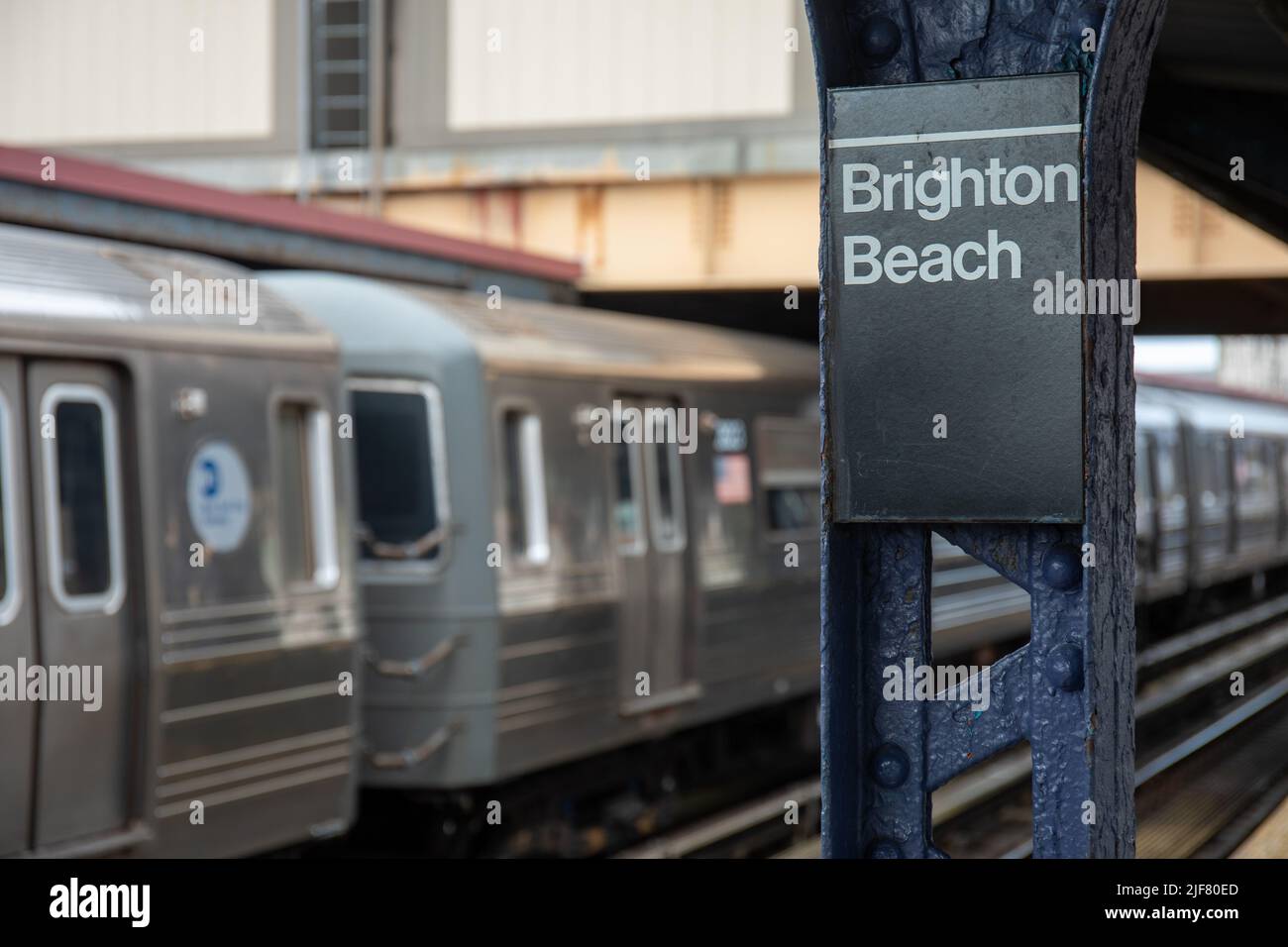 Brighton Beach elevated subway station in Brooklyn borough of New York ...