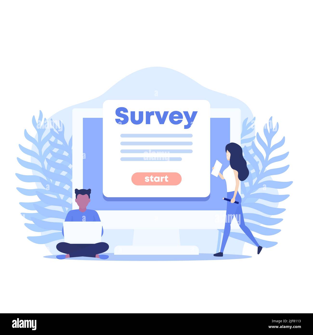 online survey vector illustration with women Stock Vector Image & Art ...